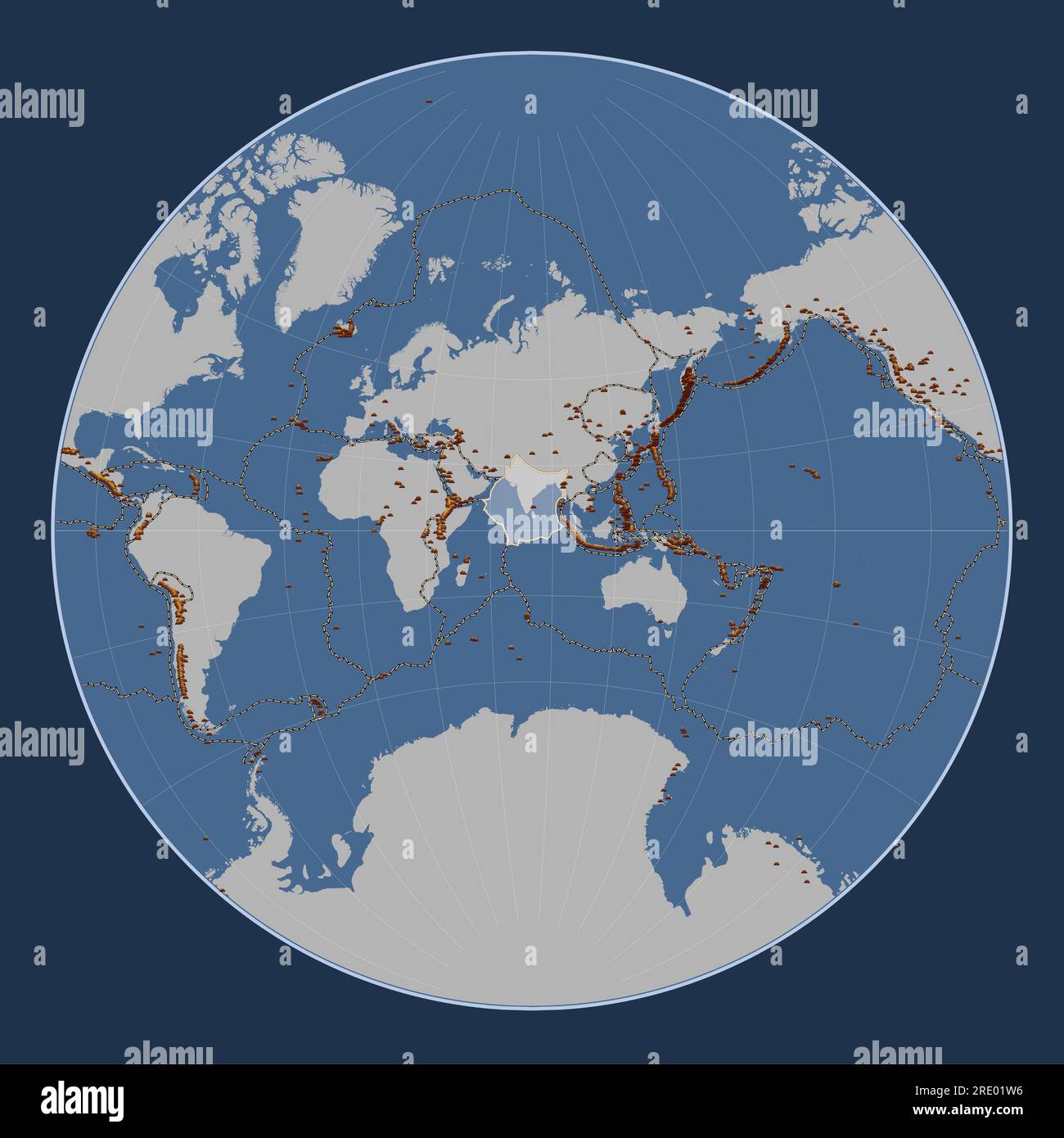 Indian tectonic plate on the solid contour map in the Lagrange ...