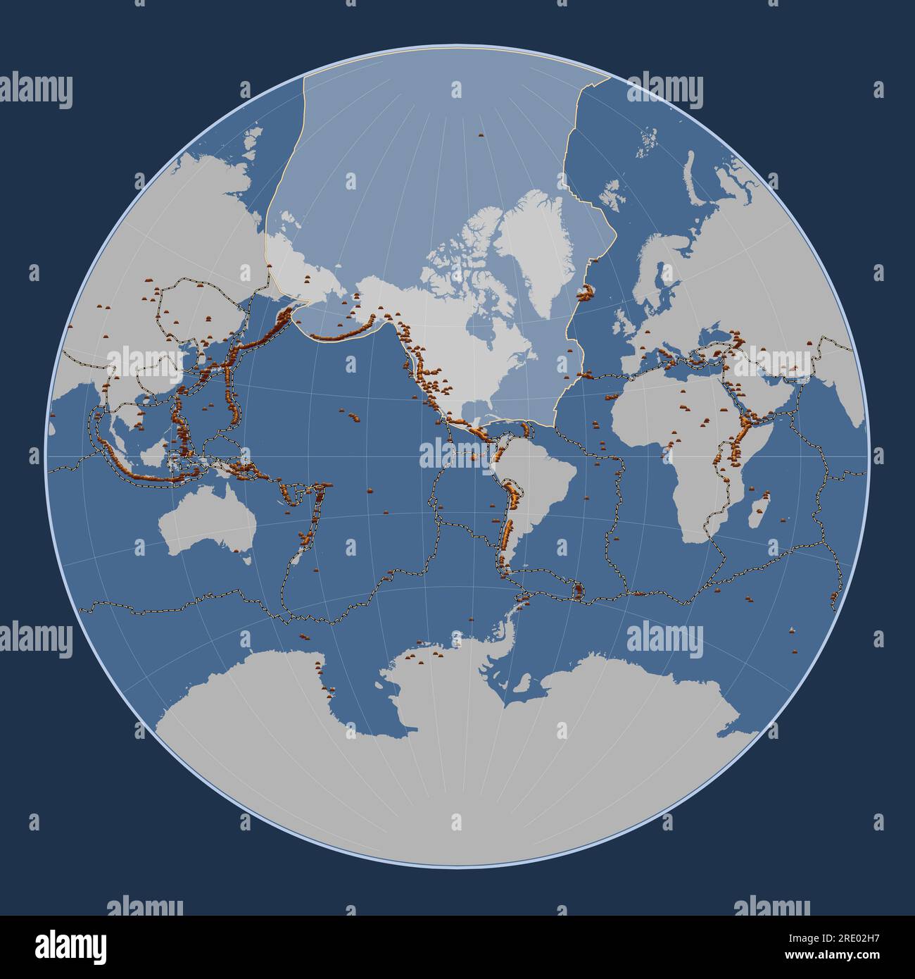 North American tectonic plate on the solid contour map in the Lagrange ...