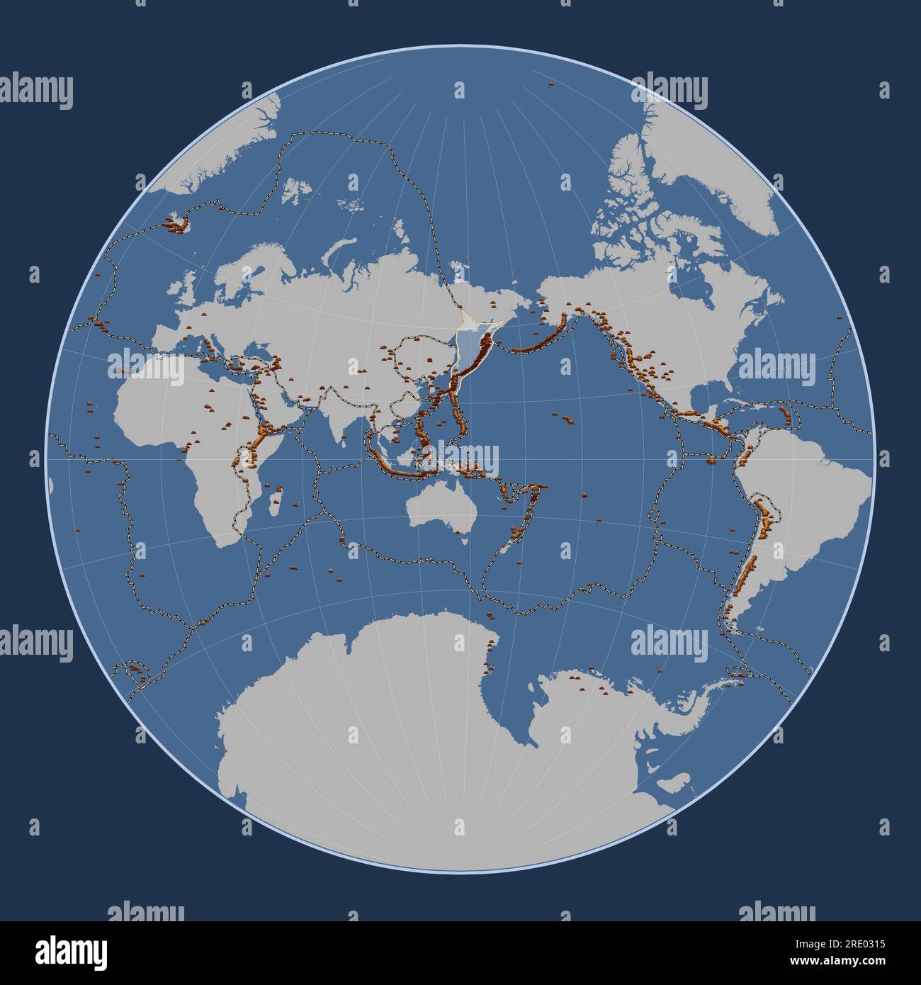 Okhotsk tectonic plate on the solid contour map in the Lagrange ...