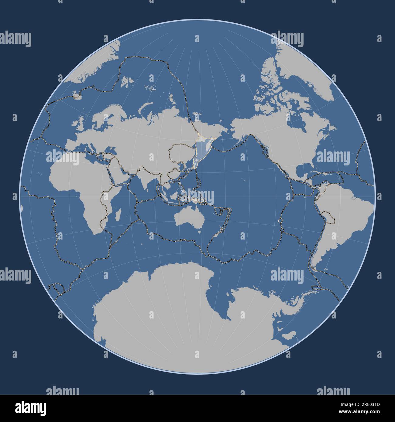 Okhotsk Tectonic Plate On The Solid Contour Map In The Lagrange Projection Centered Meridionally