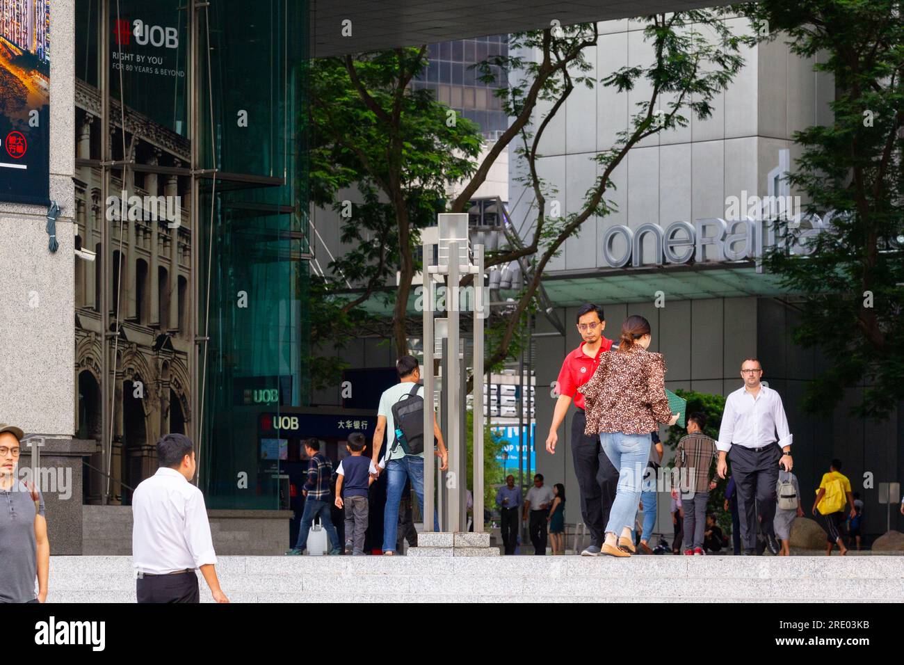 UOB Plaza at Raffles Place on the Boat Quay at the Singapore River in ...