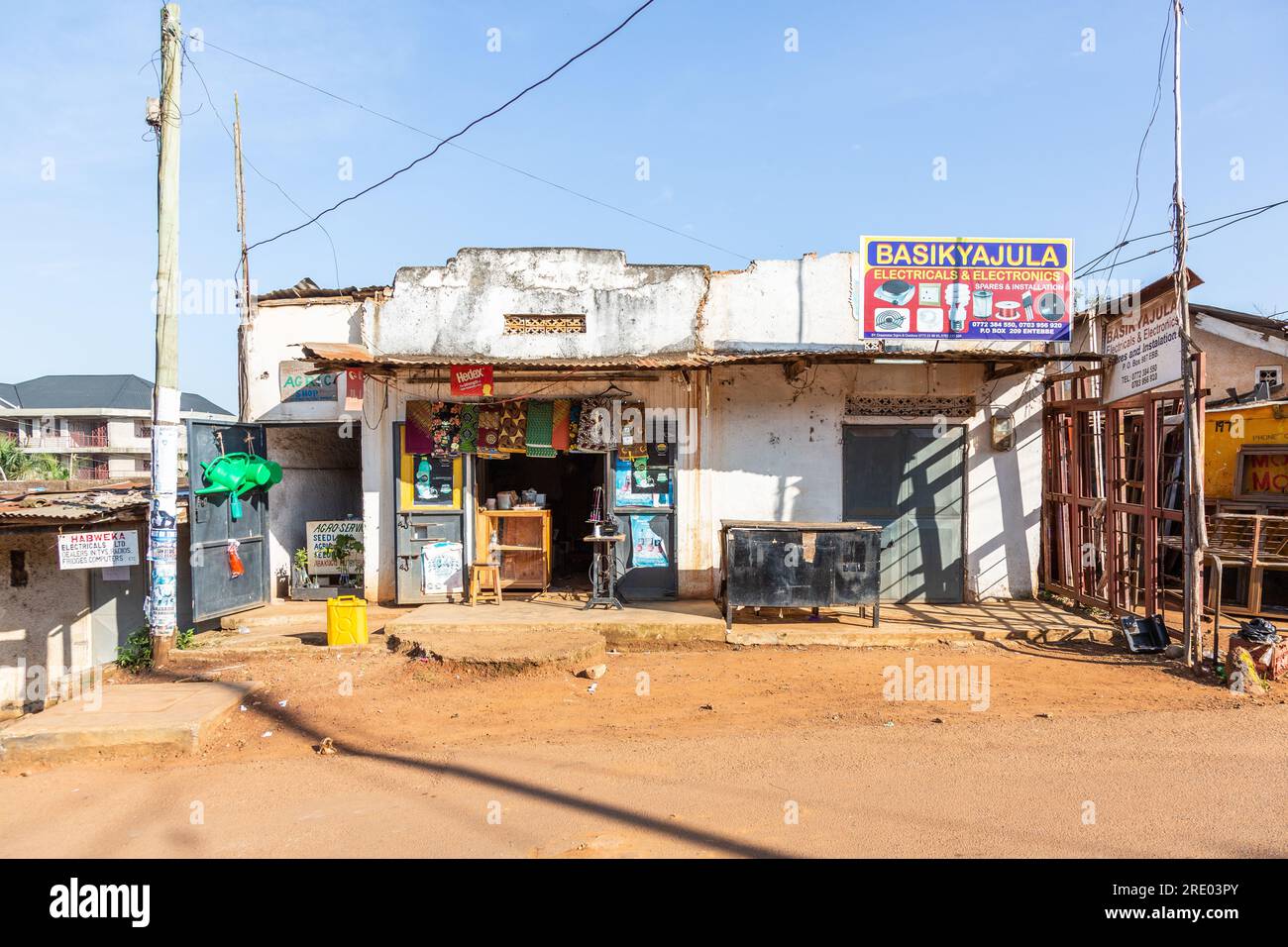 Shops on a street in Entebbe, Uganda Stock Photo - Alamy