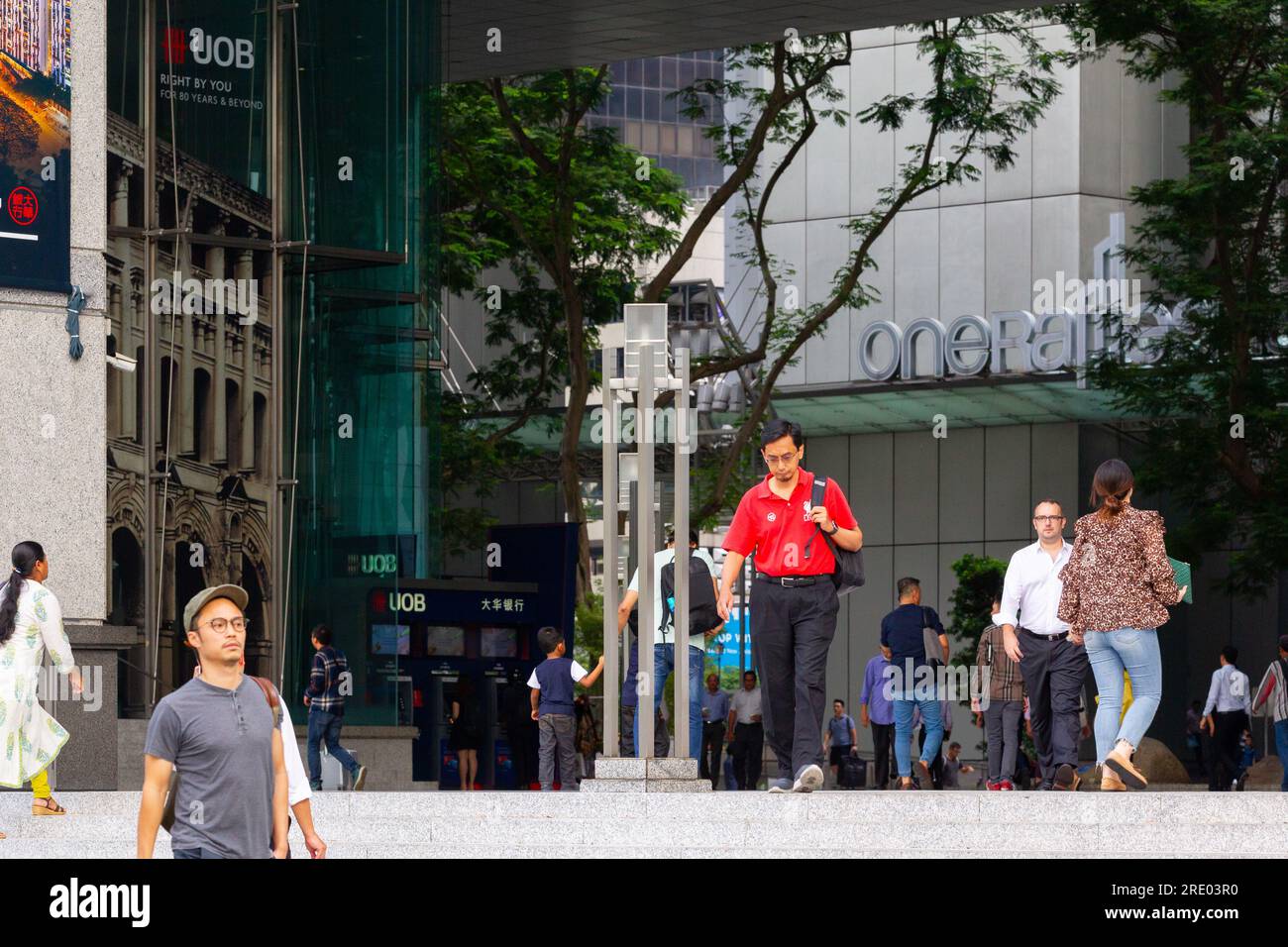 UOB Plaza at Raffles Place on the Boat Quay at the Singapore River in ...