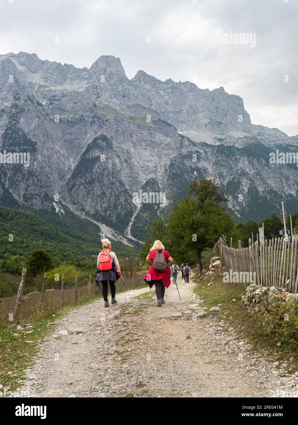 Hikers in the mountains in Theth valley in Albania Stock Photo - Alamy