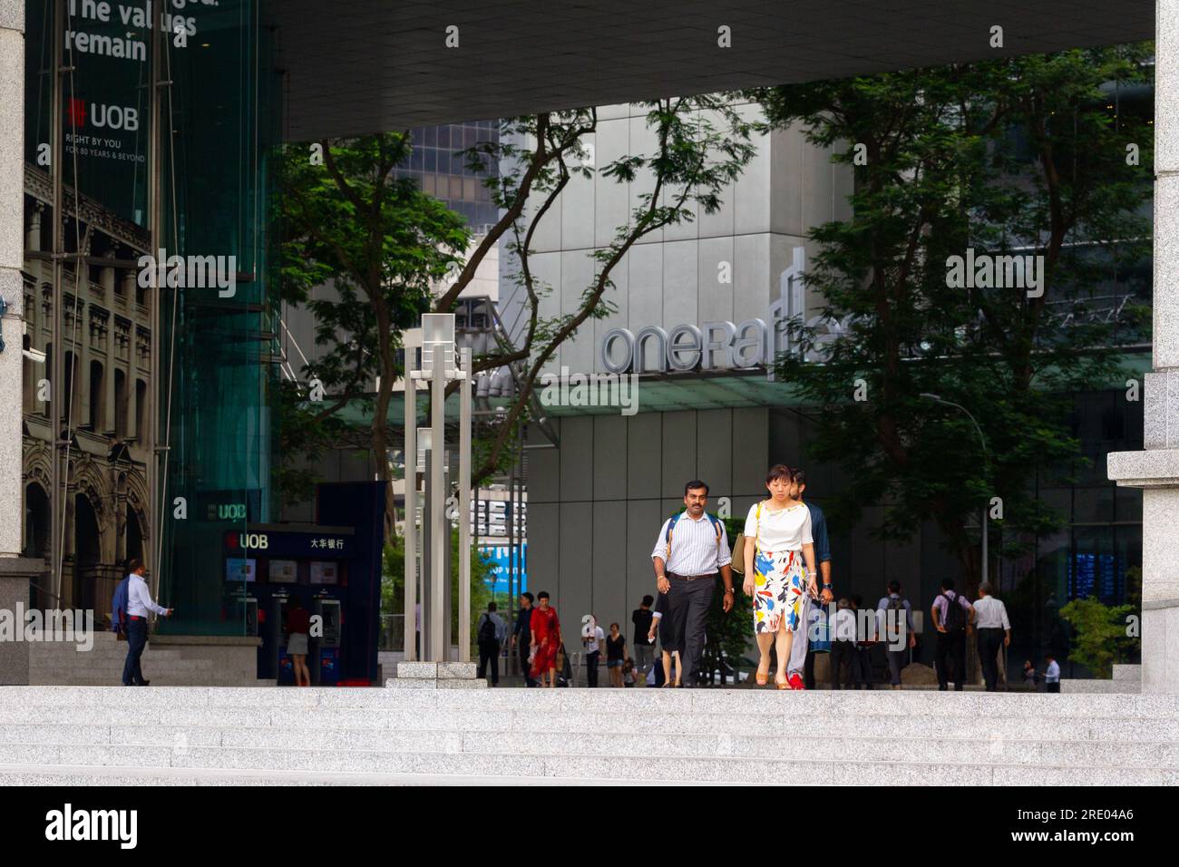 UOB Plaza at Raffles Place on the Boat Quay at the Singapore River in ...