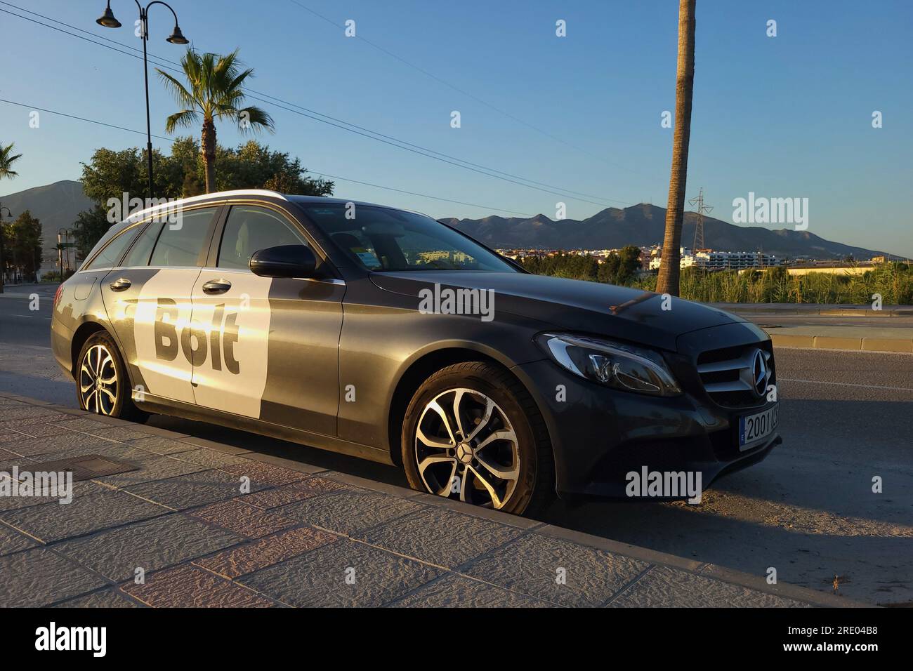Bolt Mercedes E Class parked. Málaga province, Spain Stock Photo - Alamy