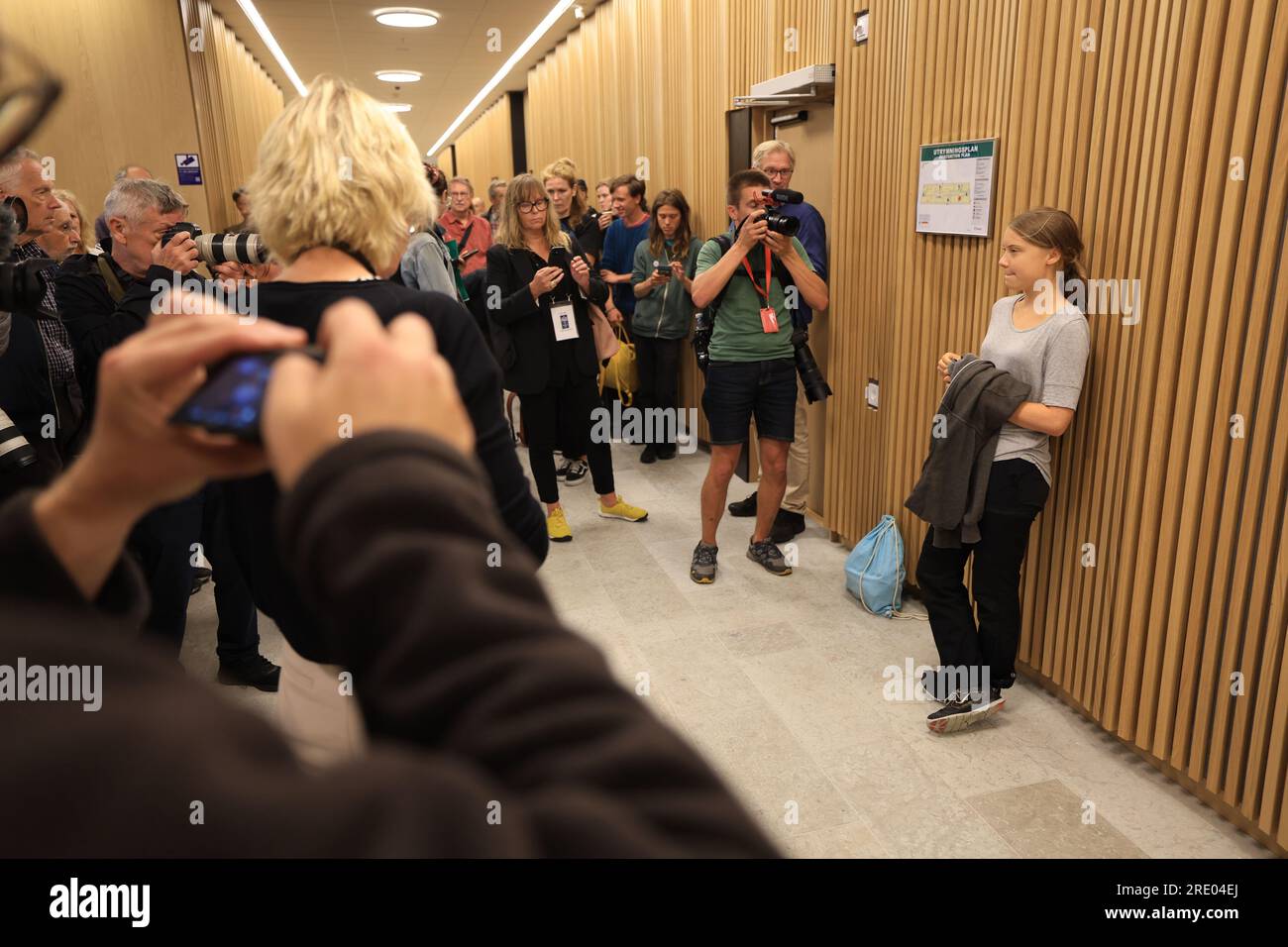 MALMÖ 20230724 Greta Thunberg arrives at the Malmö district court where ...