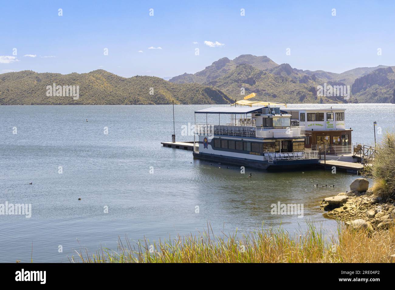 double-decker excursion boat on Saguaro Lake, USA, Arizona, Saguaro ...