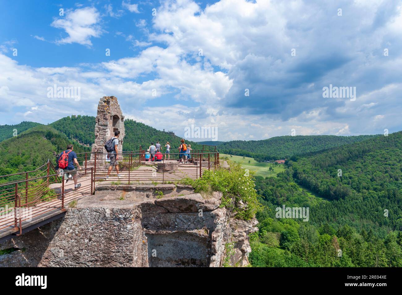 Panoramic plateau of ruins of Fleckenstein Castle with view of Vosges ...