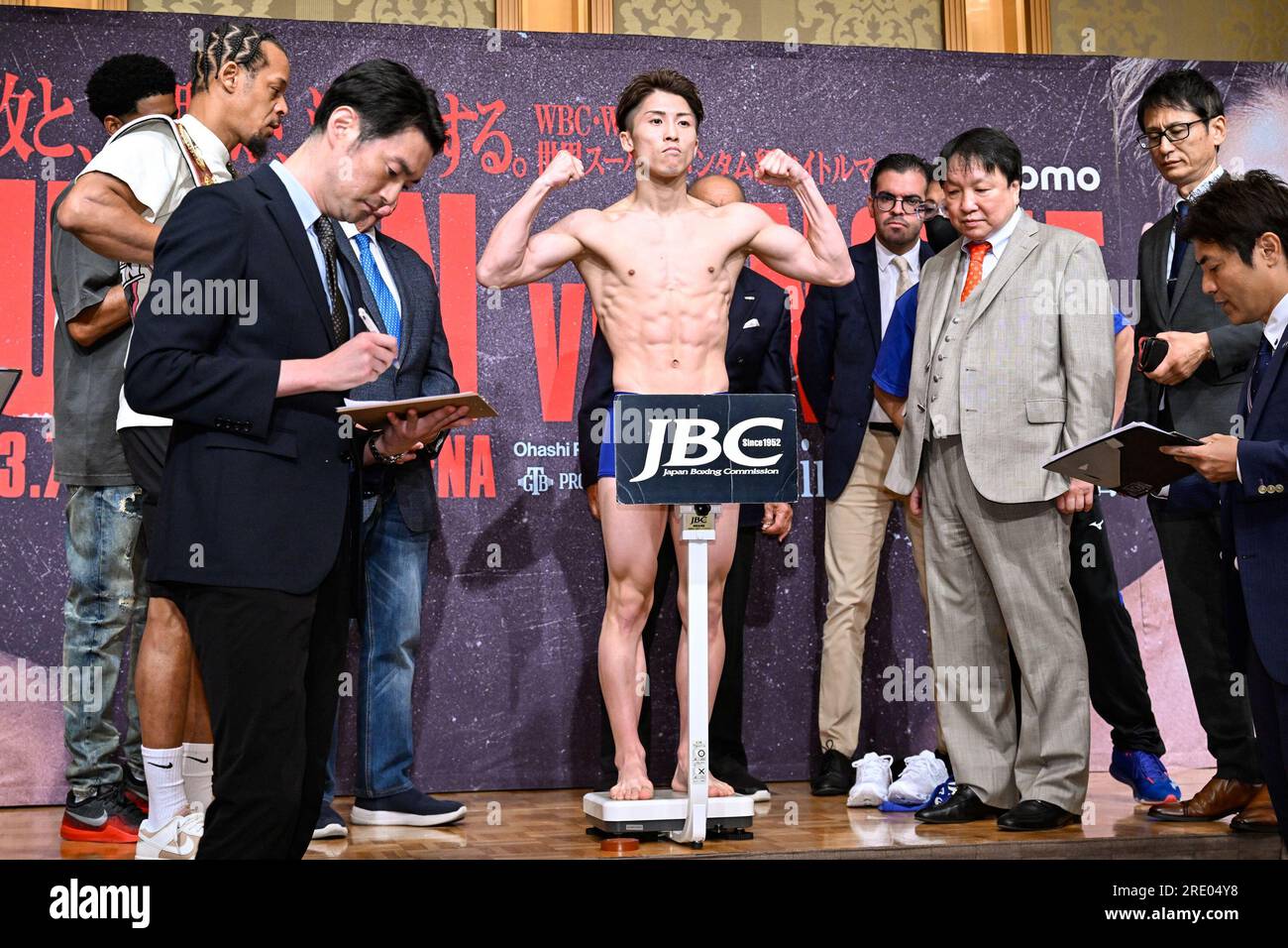 Naoya Inoue of Japan during the weigh-in for the World Super ...