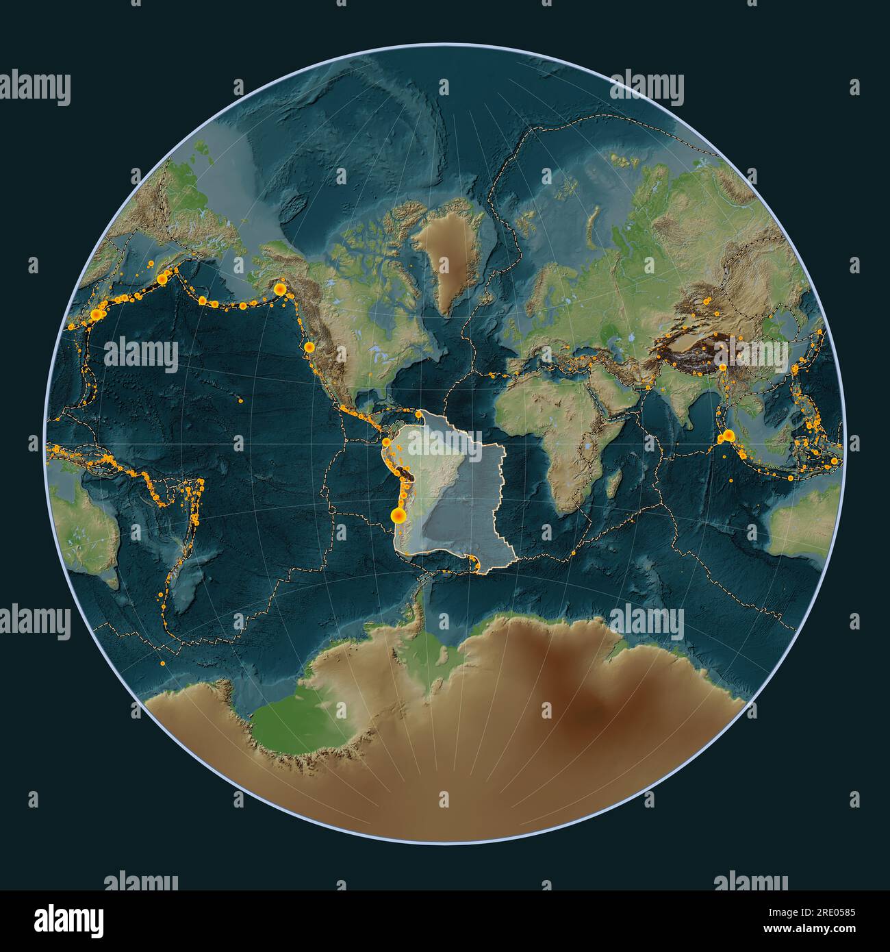 South American tectonic plate on the Wiki style elevation map in the ...