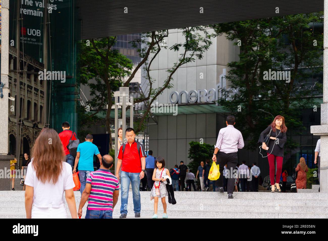 UOB Plaza at Raffles Place on the Boat Quay at the Singapore River in ...