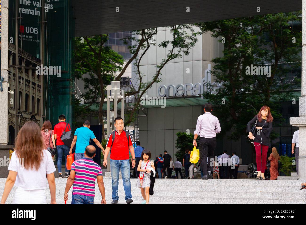 UOB Plaza at Raffles Place on the Boat Quay at the Singapore River in ...