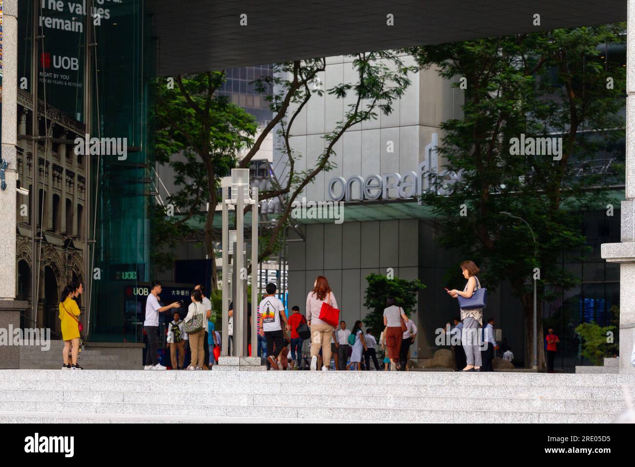 UOB Plaza at Raffles Place on the Boat Quay at the Singapore River in ...