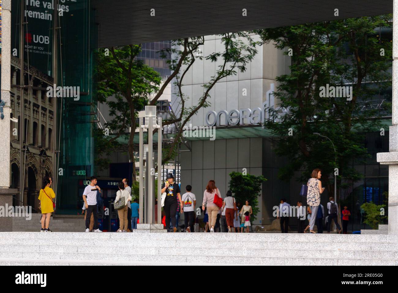 UOB Plaza at Raffles Place on the Boat Quay at the Singapore River in ...