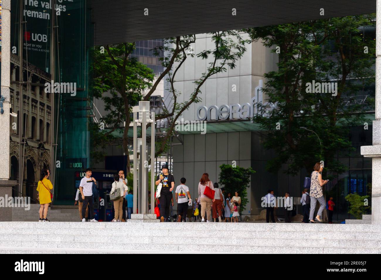 UOB Plaza at Raffles Place on the Boat Quay at the Singapore River in ...