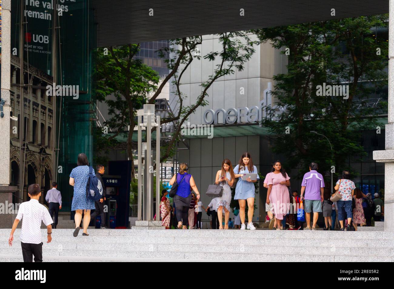 UOB Plaza at Raffles Place on the Boat Quay at the Singapore River in ...