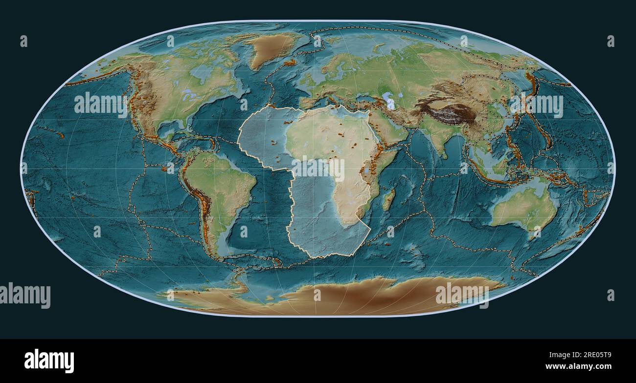 African tectonic plate on the Wiki style elevation map in the ...
