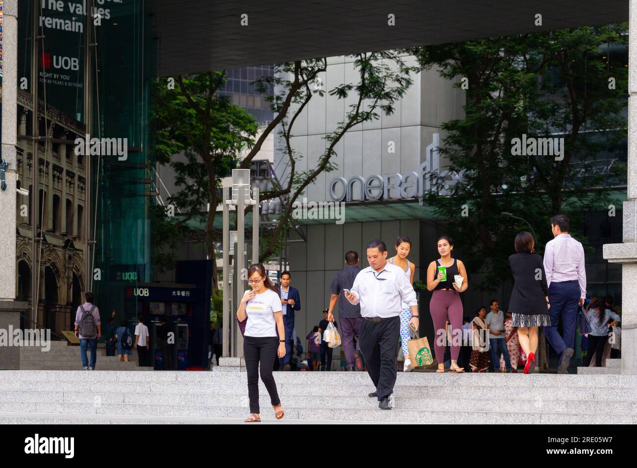 UOB Plaza at Raffles Place on the Boat Quay at the Singapore River in ...