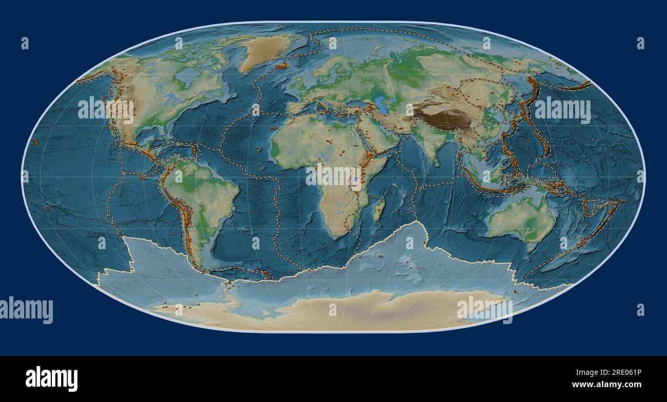 Antarctica tectonic plate on the physical elevation map in the ...