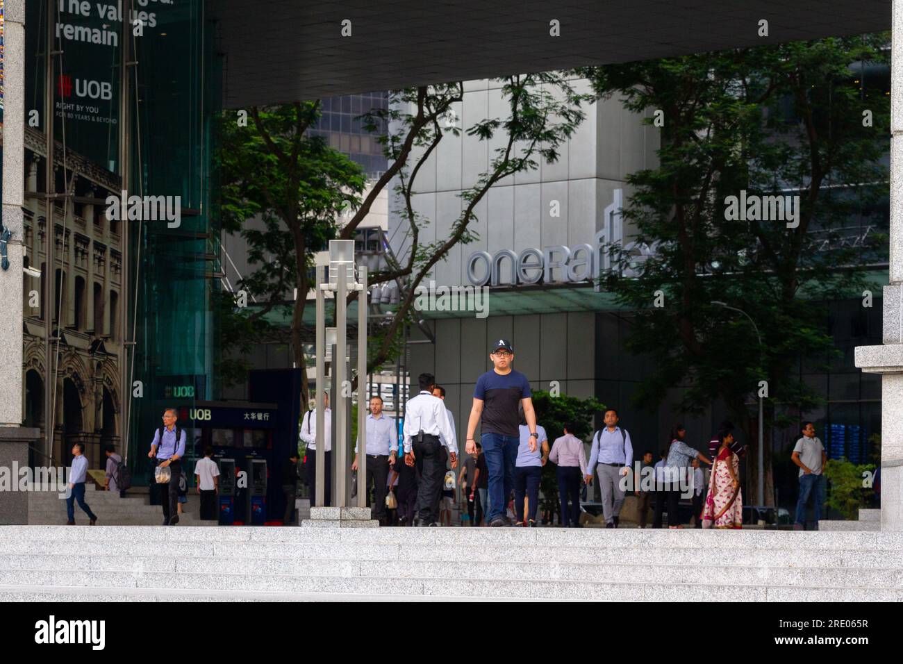 UOB Plaza at Raffles Place on the Boat Quay at the Singapore River in ...