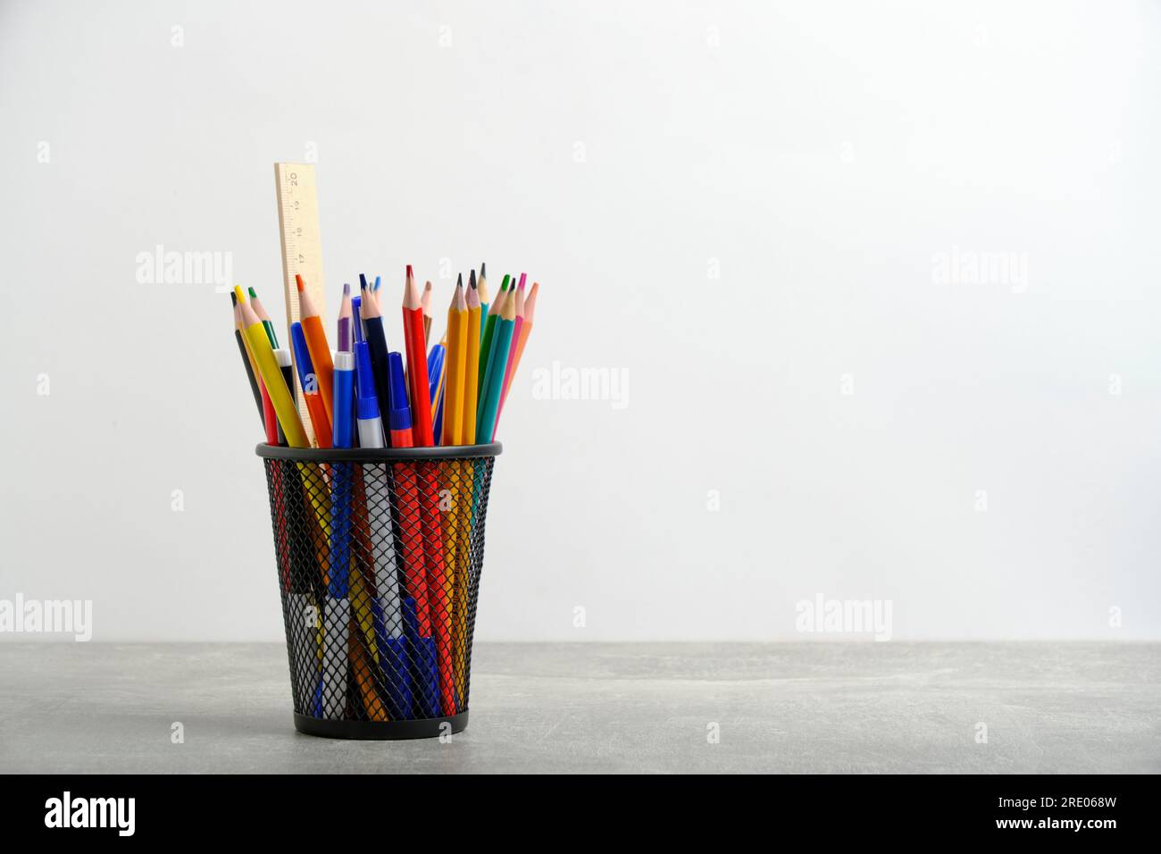 Organizer with pencils and ruler, stand for stationery form bucket ...