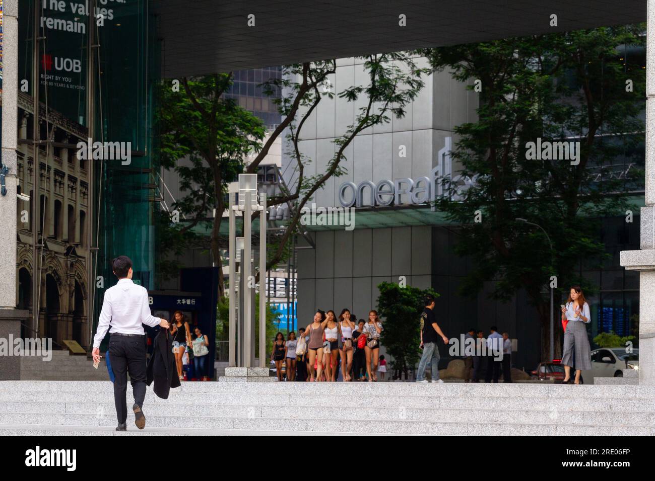 UOB Plaza at Raffles Place on the Boat Quay at the Singapore River in ...