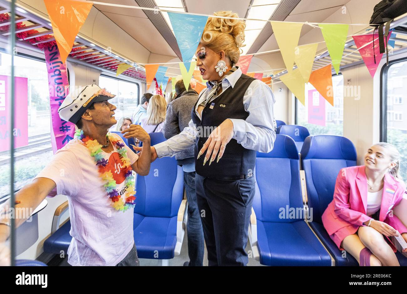 AMSTERDAM - Participants of Pink Monday at Amsterdam Central Station ...