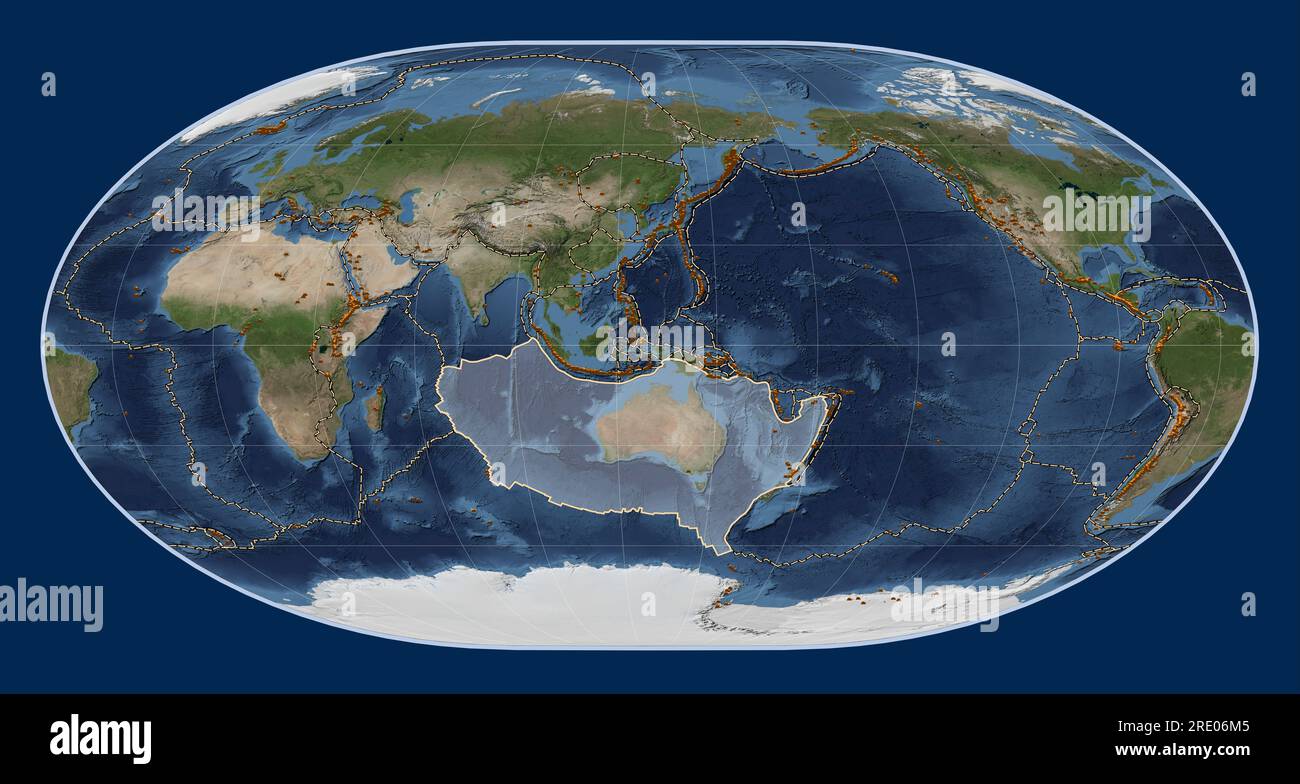 Australian tectonic plate on the Blue Marble satellite map in the ...