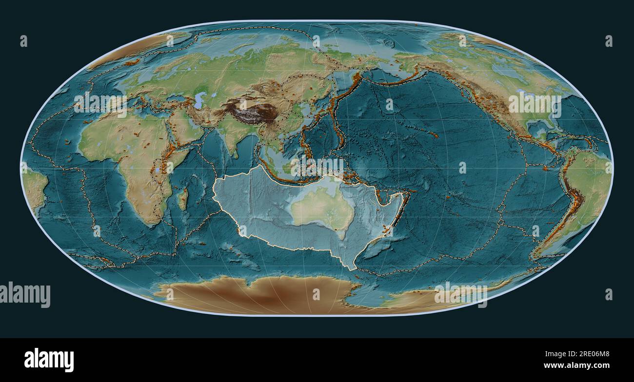 Australian tectonic plate on the Wiki style elevation map in the ...