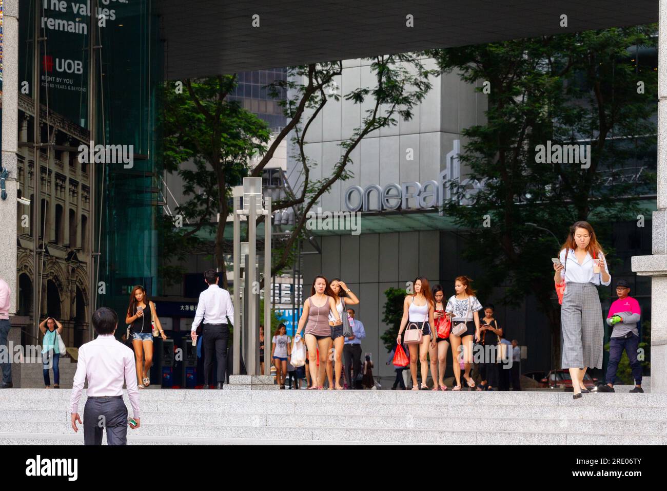 UOB Plaza at Raffles Place on the Boat Quay at the Singapore River in ...