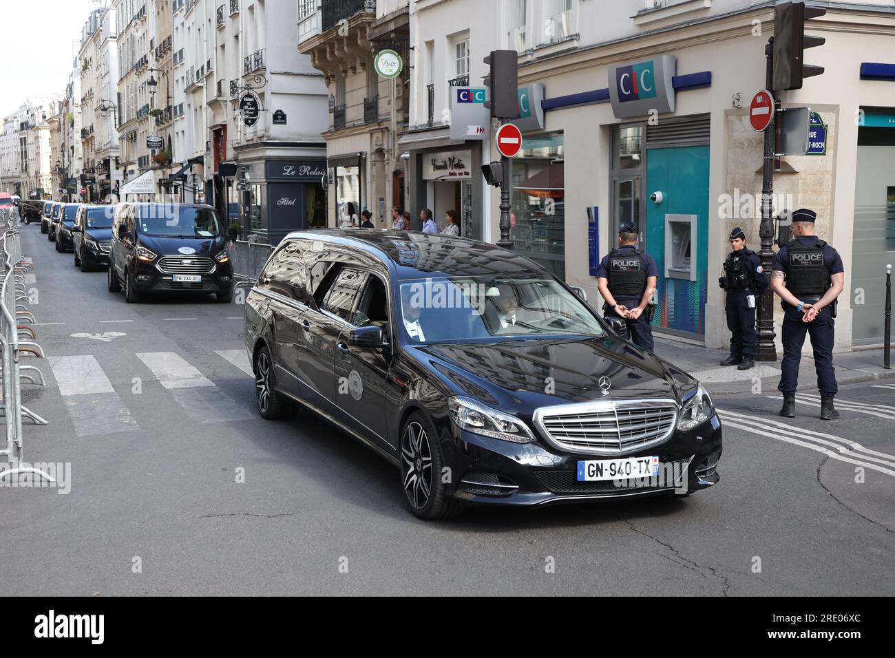 Paris, France. 24th July, 2023. The coffin during the funeral at Saint ...