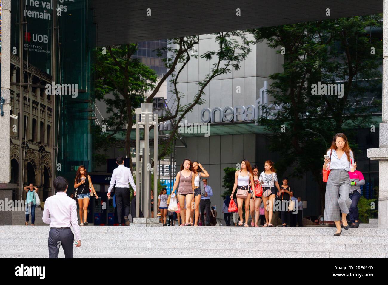 UOB Plaza at Raffles Place on the Boat Quay at the Singapore River in ...