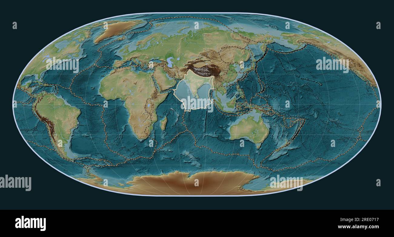 Indian tectonic plate on the Wiki style elevation map in the Loximuthal ...