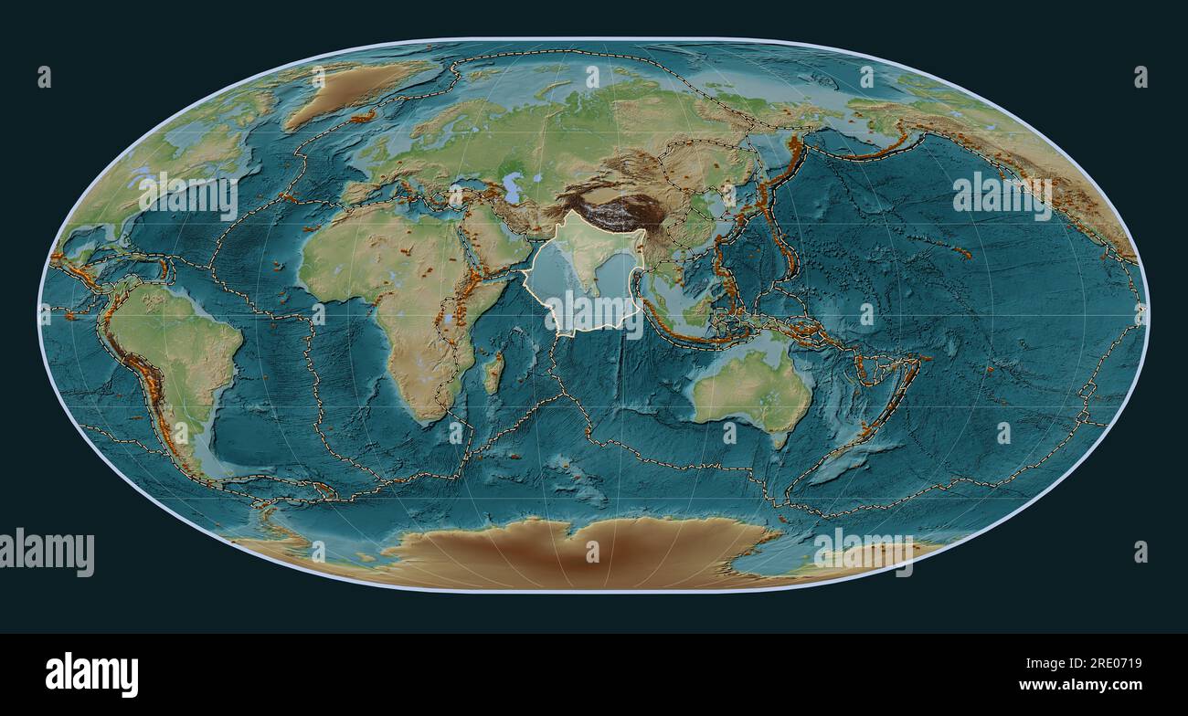 Indian tectonic plate on the Wiki style elevation map in the Loximuthal ...