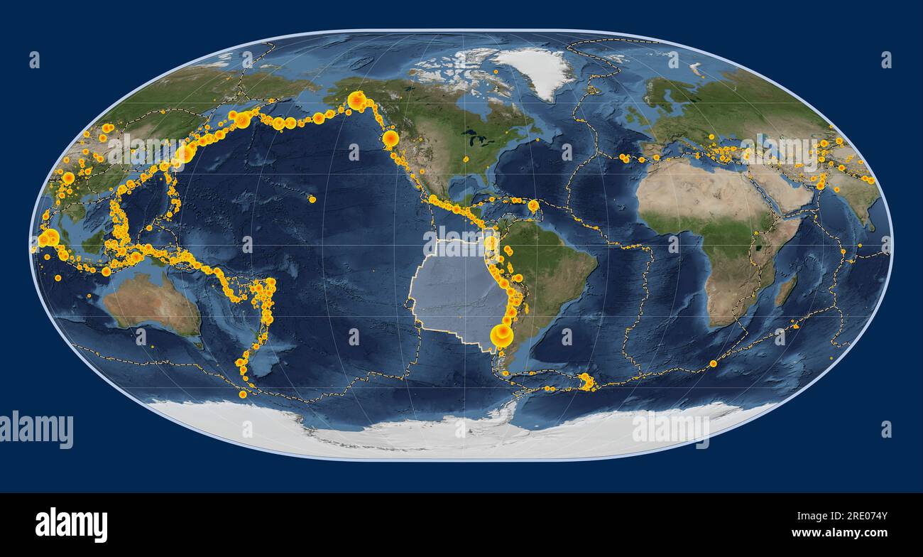 Nazca tectonic plate on the Blue Marble satellite map in the Loximuthal ...