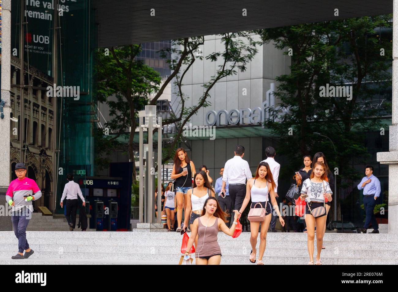 UOB Plaza at Raffles Place on the Boat Quay at the Singapore River in ...