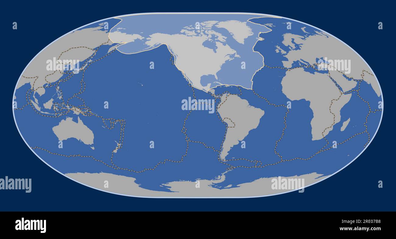North American tectonic plate on the solid contour map in the ...
