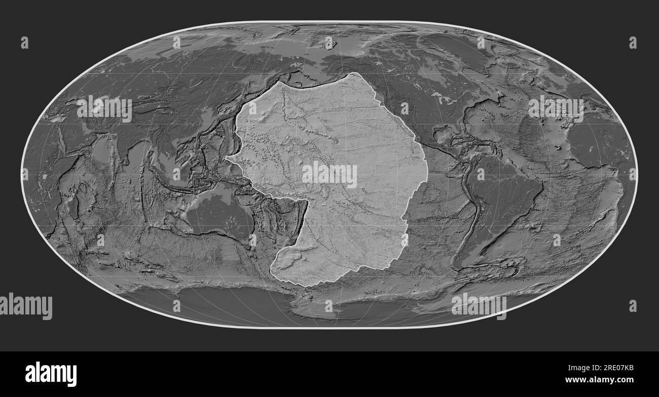 Pacific tectonic plate on the bilevel elevation map in the Loximuthal ...