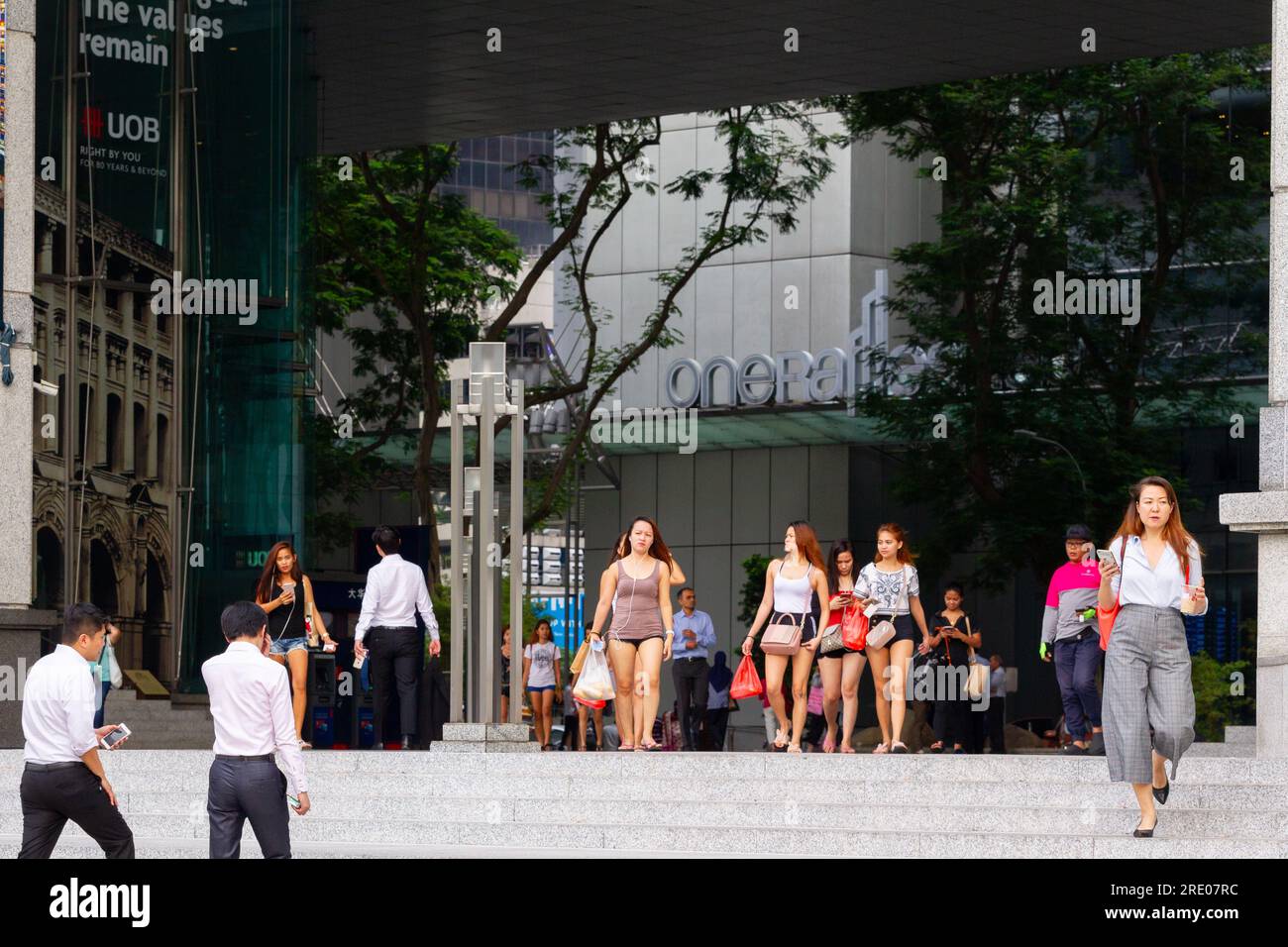 UOB Plaza at Raffles Place on the Boat Quay at the Singapore River in ...