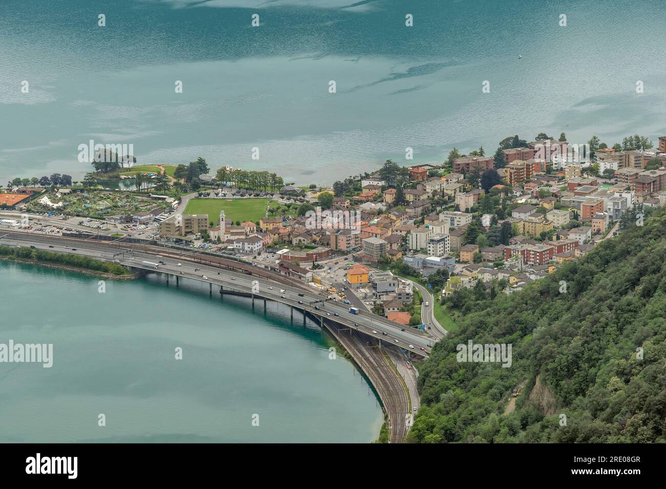 Aerial view of Melide and Lugano lake, Switzerland Stock Photo - Alamy