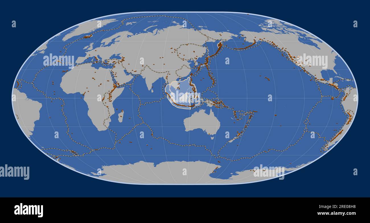 Sunda tectonic plate on the solid contour map in the Loximuthal ...