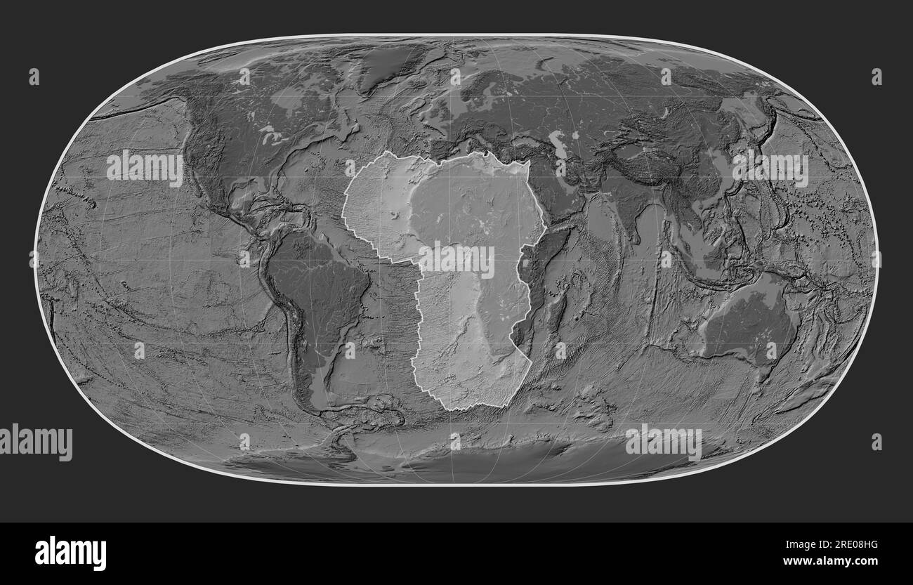 African tectonic plate on the bilevel elevation map in the Natural ...