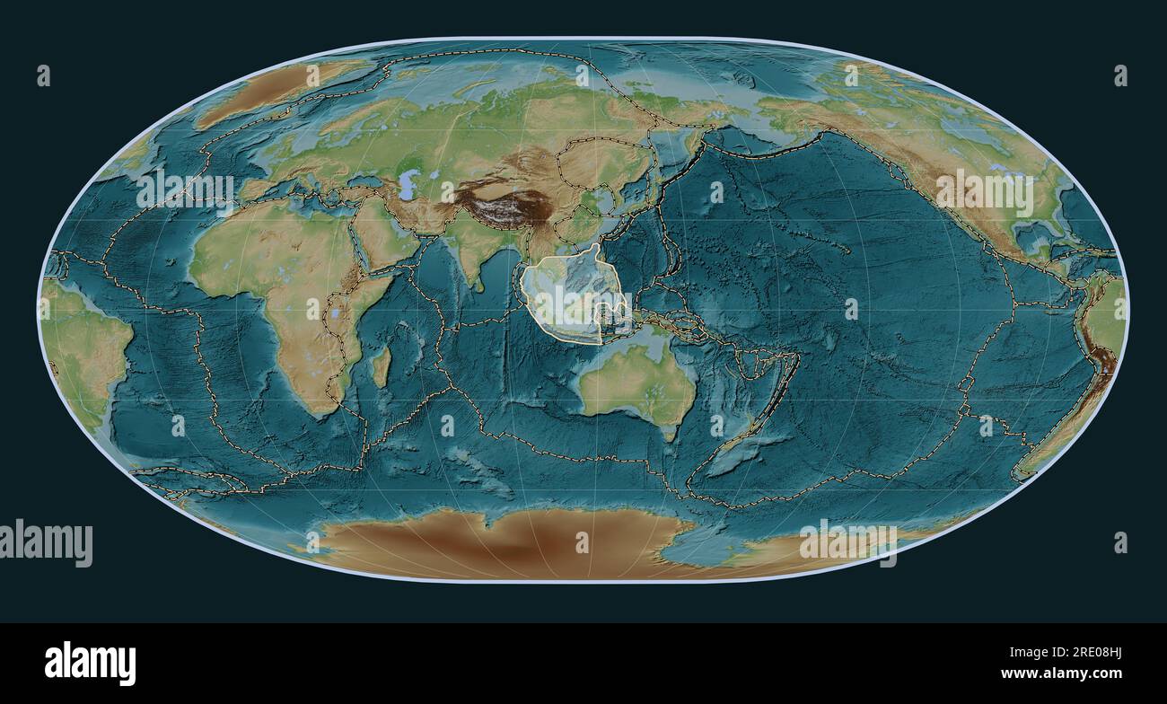 Sunda tectonic plate on the Wiki style elevation map in the Loximuthal ...
