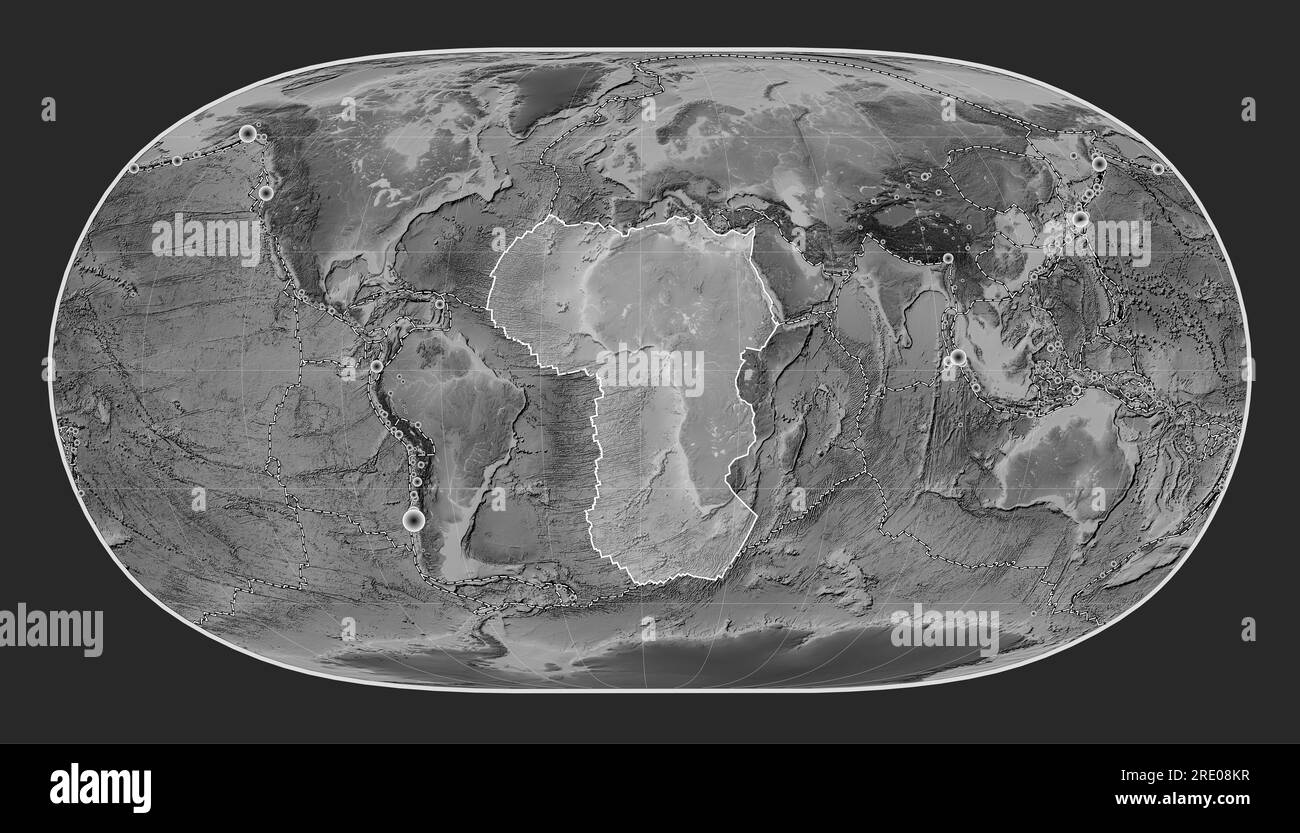 African tectonic plate on the grayscale elevation map in the Natural ...