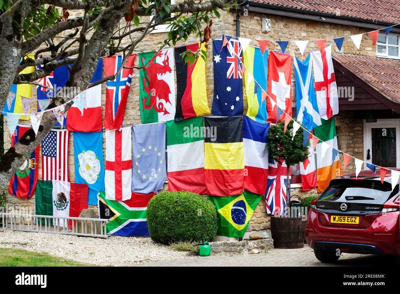 Colorful draped flags hi-res stock photography and images - Alamy