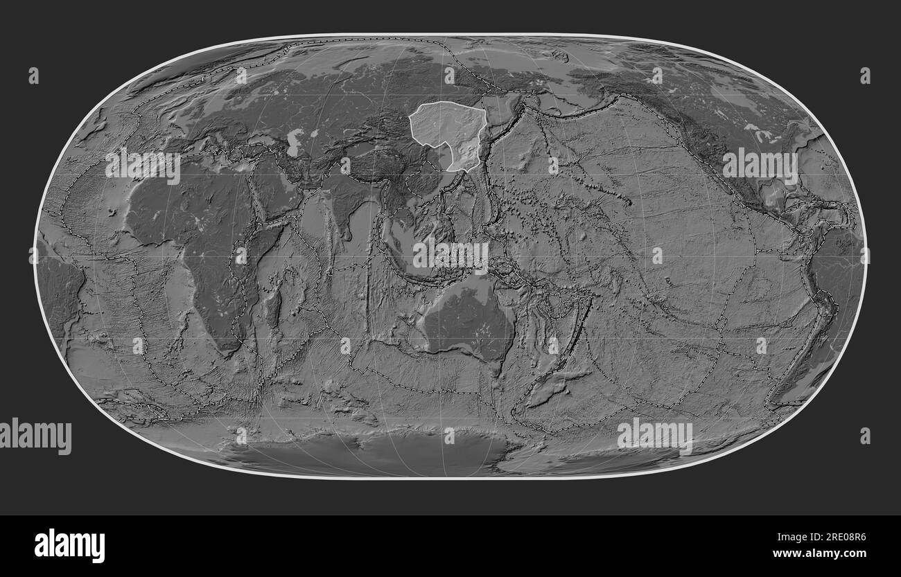 Amur tectonic plate on the bilevel elevation map in the Natural Earth ...