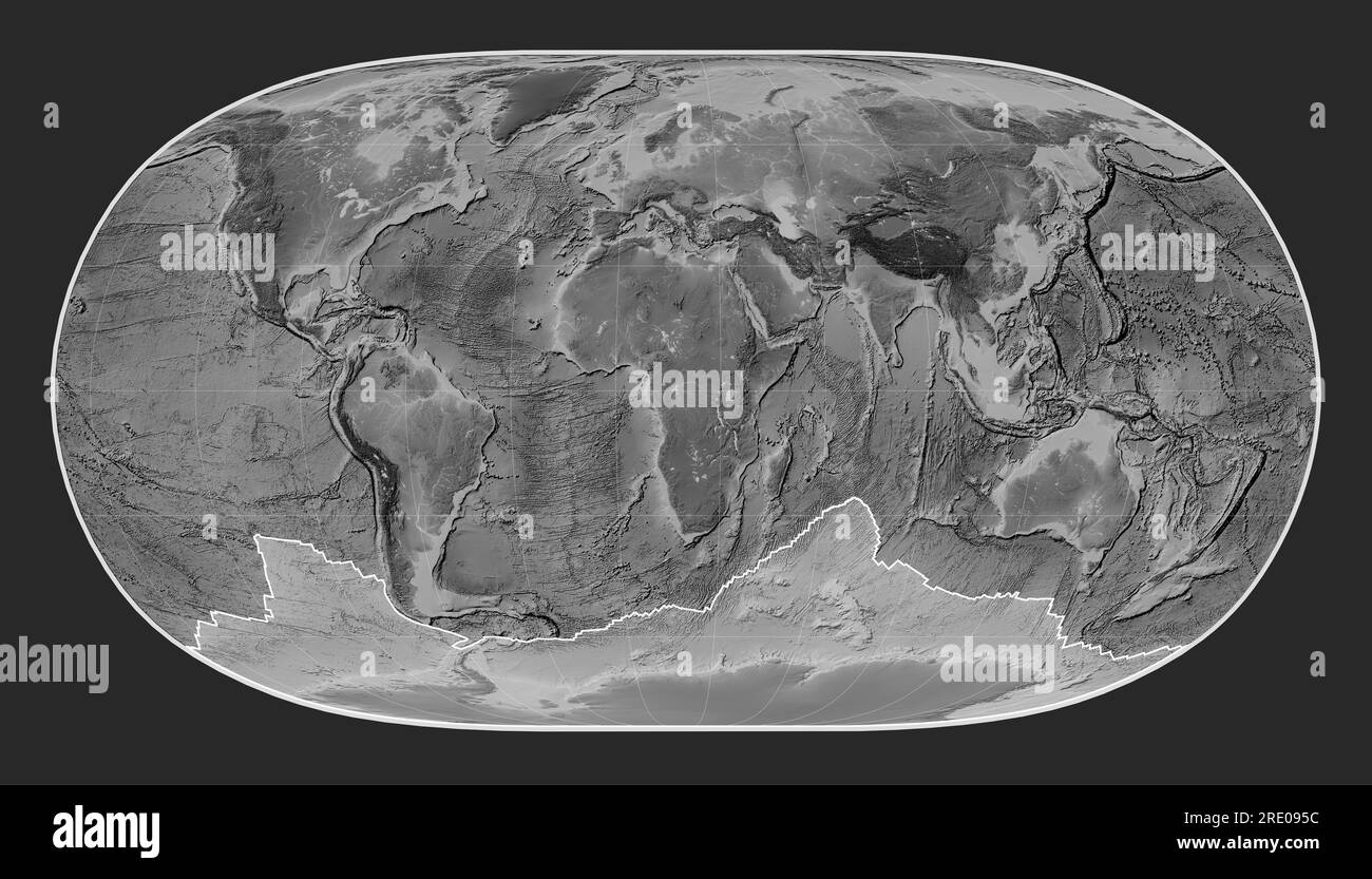 Antarctica tectonic plate on the grayscale elevation map in the Natural ...