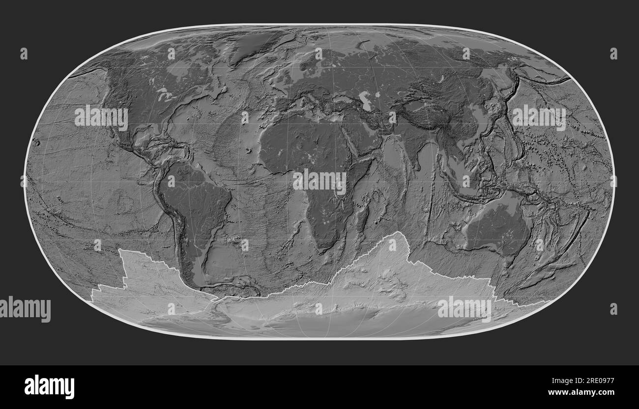 Antarctica tectonic plate on the bilevel elevation map in the Natural ...