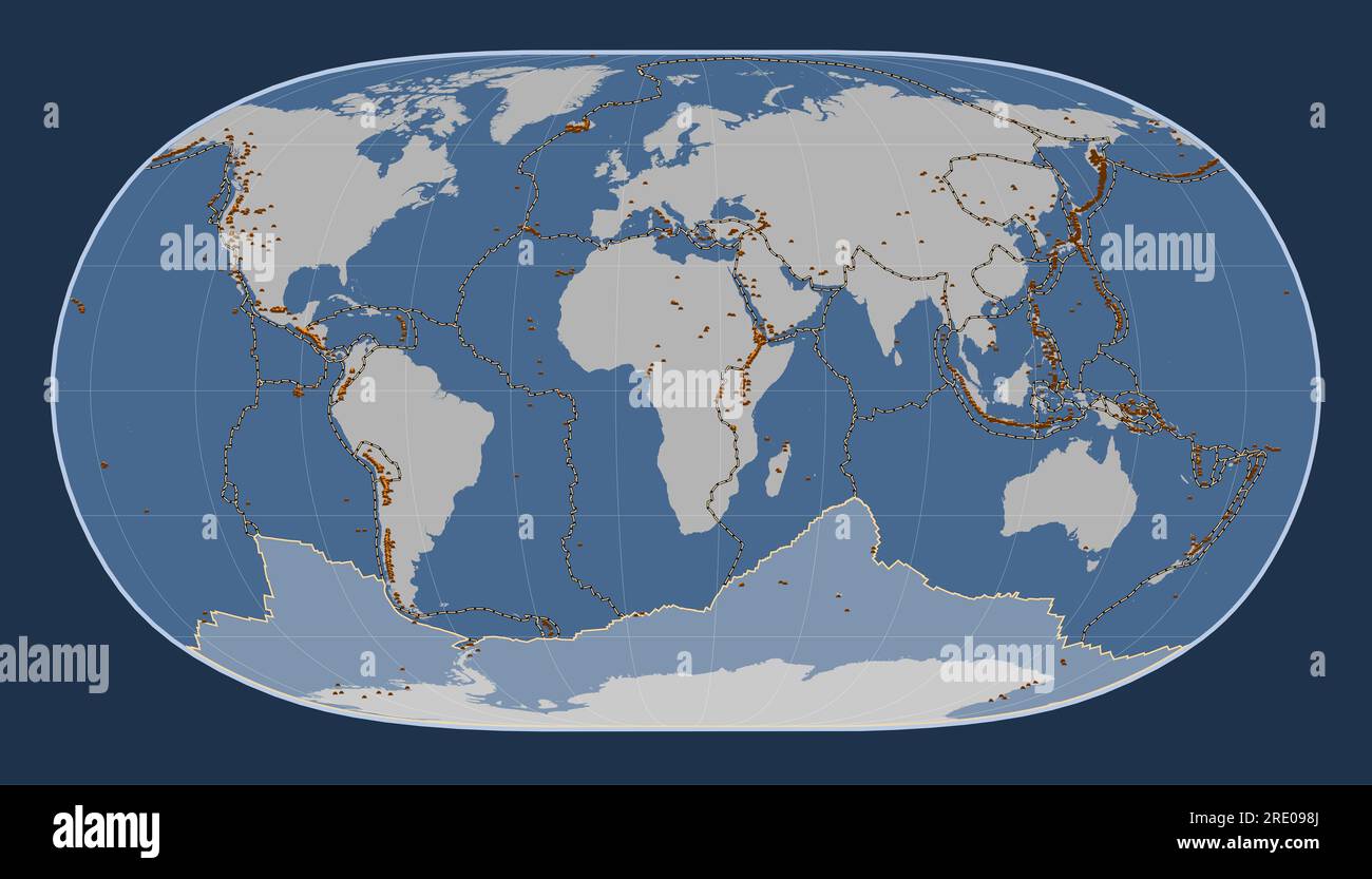 Antarctica tectonic plate on the solid contour map in the Natural Earth ...